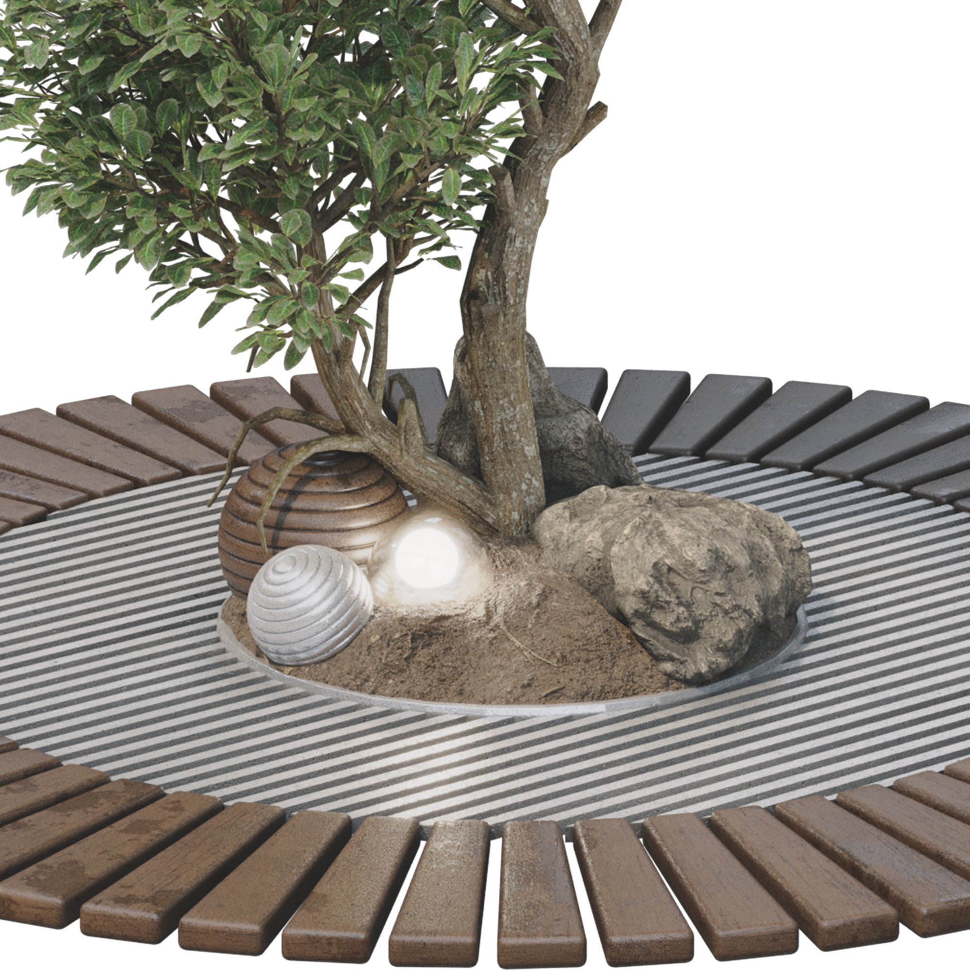 Outdoor urban garden bench Tree 113 3D model | CGTrader