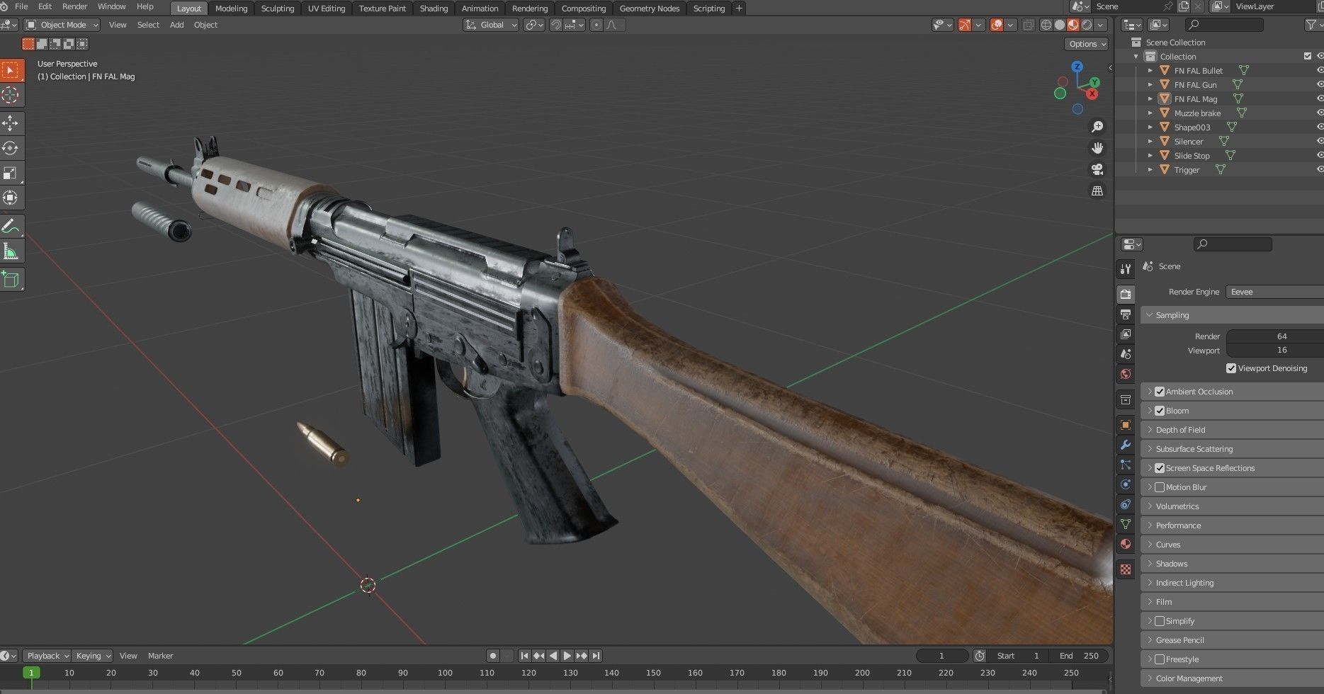 3D model FN FAL Rifle VR / AR / low-poly | CGTrader