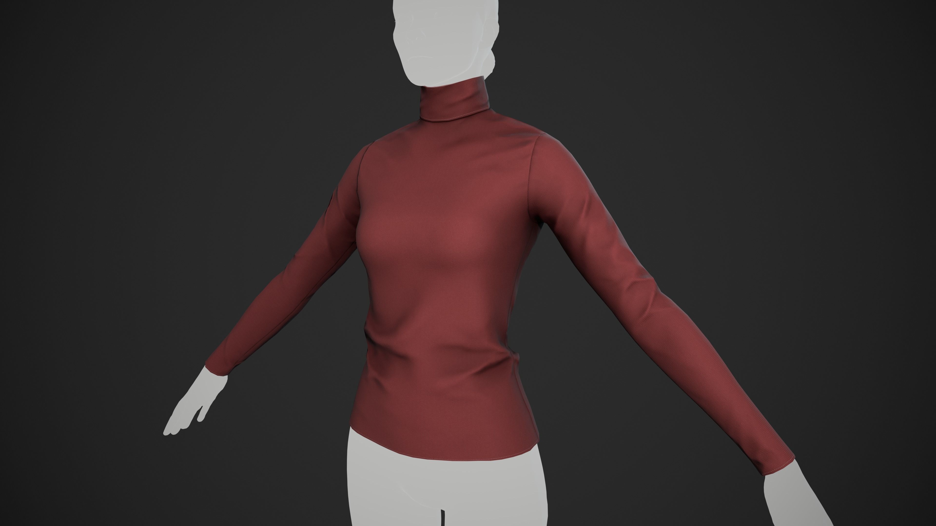 3D model Red Turtle Neck Pull Top VR / AR / low-poly | CGTrader
