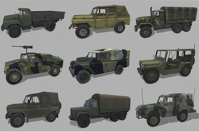 3D Model Collection Military vehicles pack VR / AR / low-poly | CGTrader