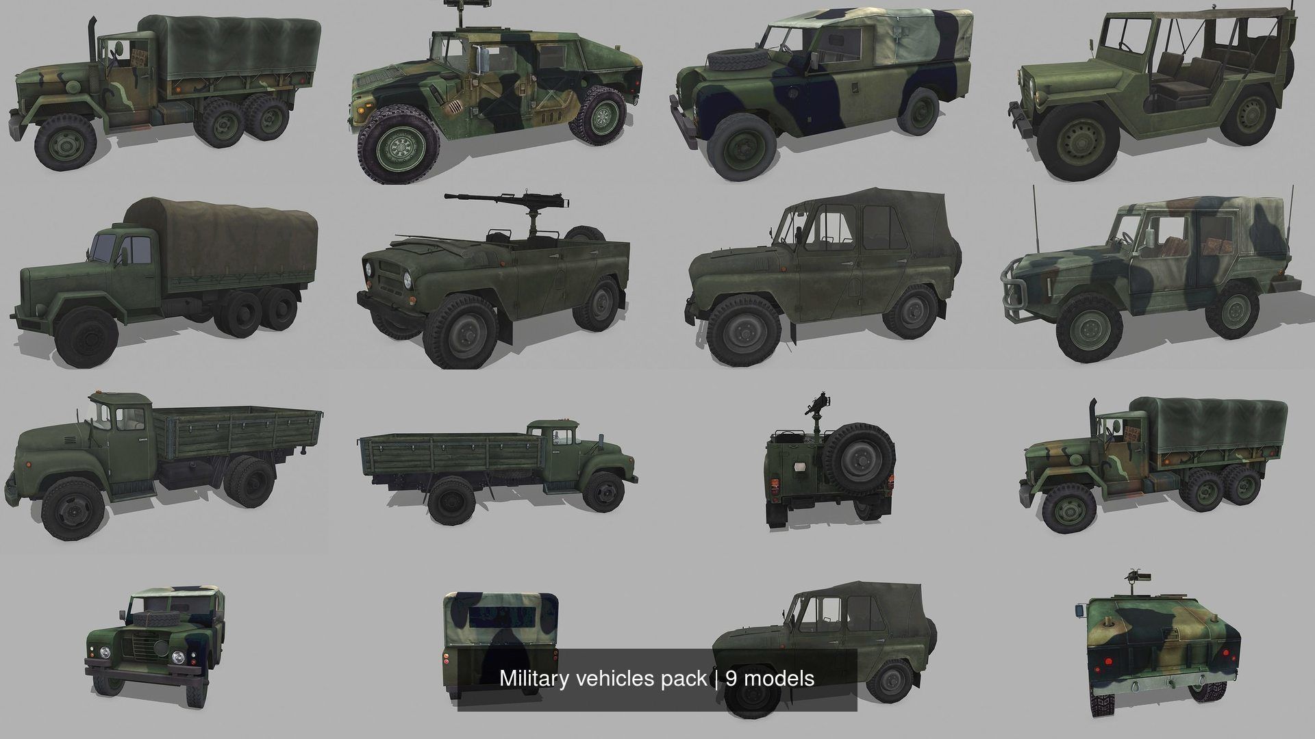 3D Model Collection Military vehicles pack VR / AR / low-poly | CGTrader