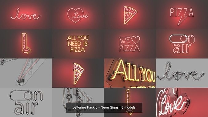Lettering Pack 5 - Neon Signs 3D Model Collection | CGTrader