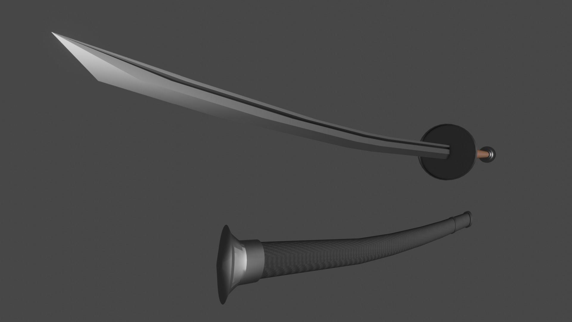 3D model Miao Dao two-handed saber Low-poly 3D model VR / AR / low-poly ...