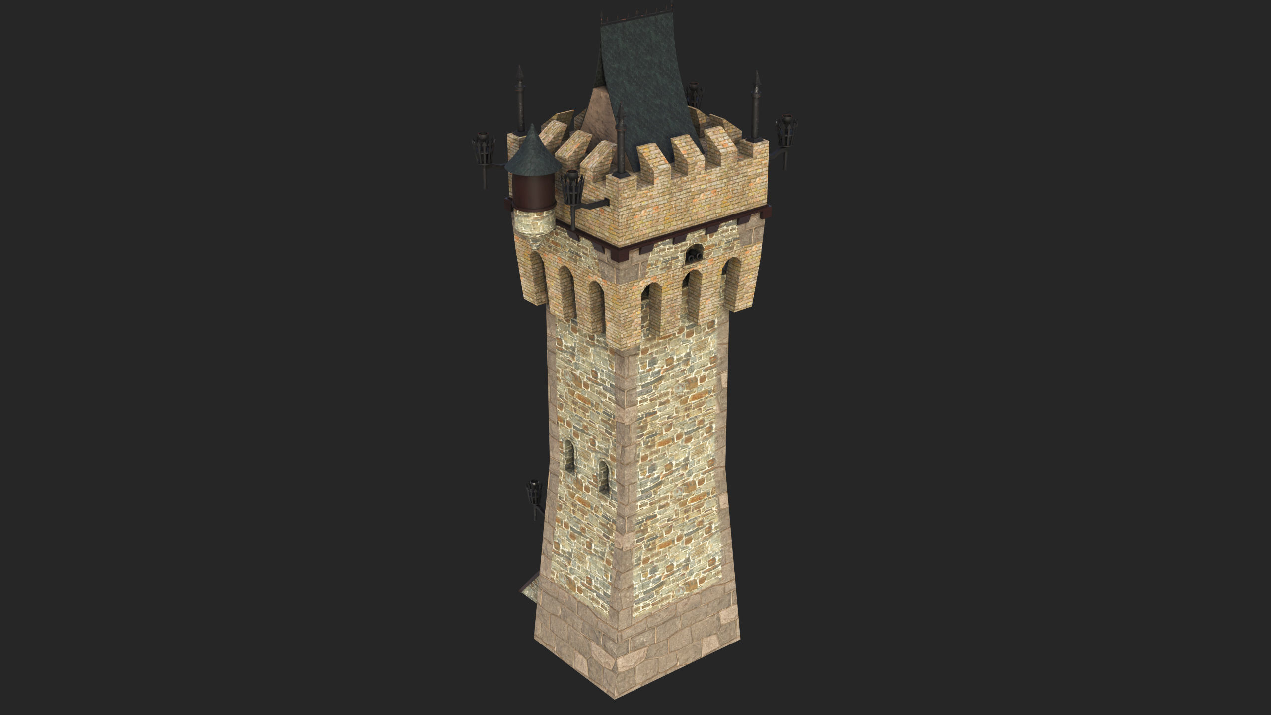 3D model Castle Watch Tower 01 All PBR Unity UE Textures Included VR ...