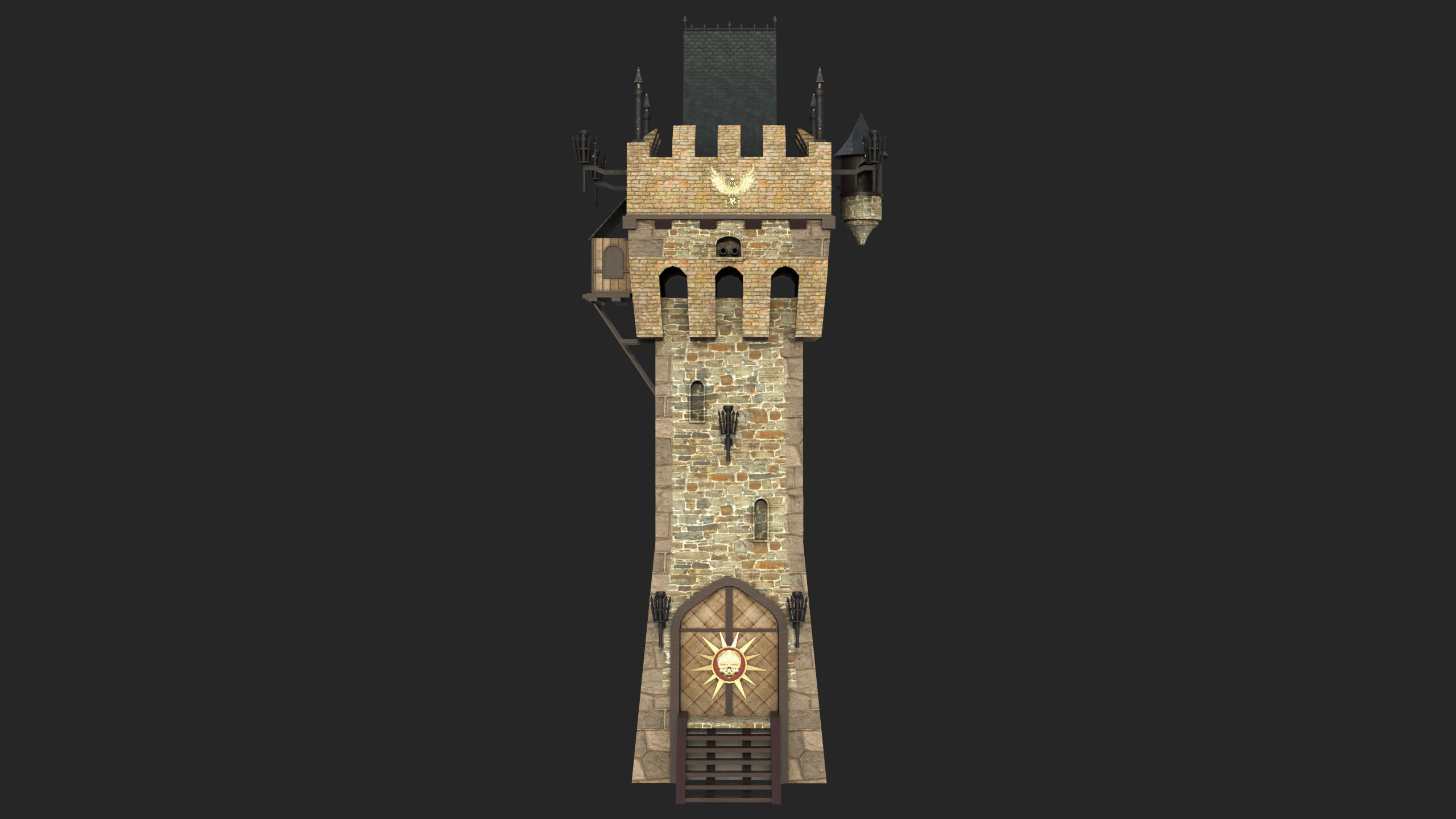 3D model Castle Watch Tower 01 All PBR Unity UE Textures Included VR ...
