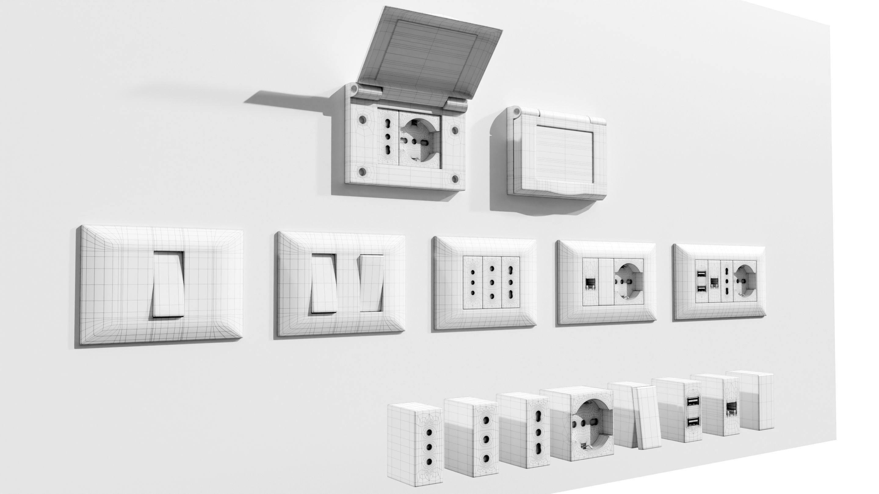 Italian Electrical Sockets Collection 3D model | CGTrader