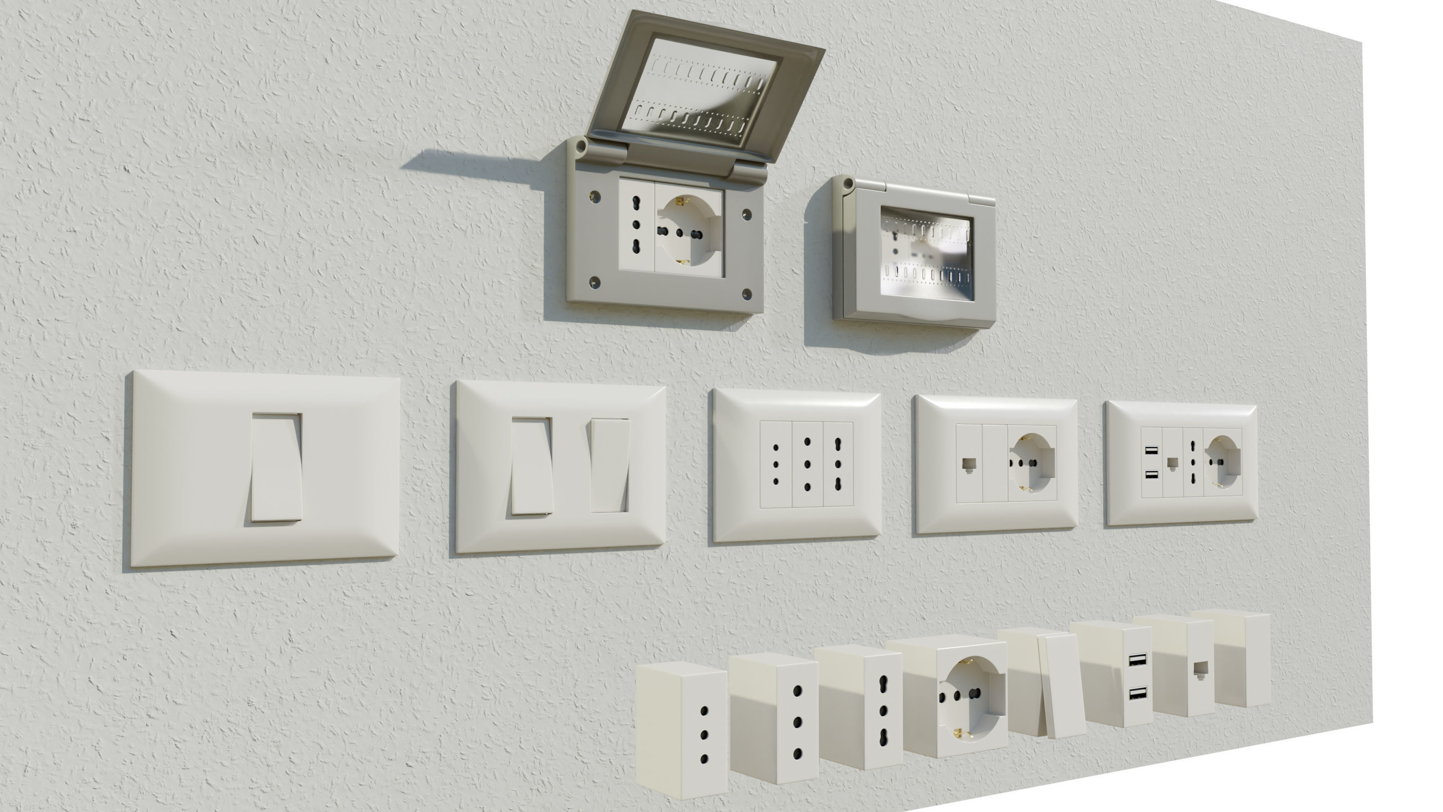 Italian Electrical Sockets Collection 3D model | CGTrader