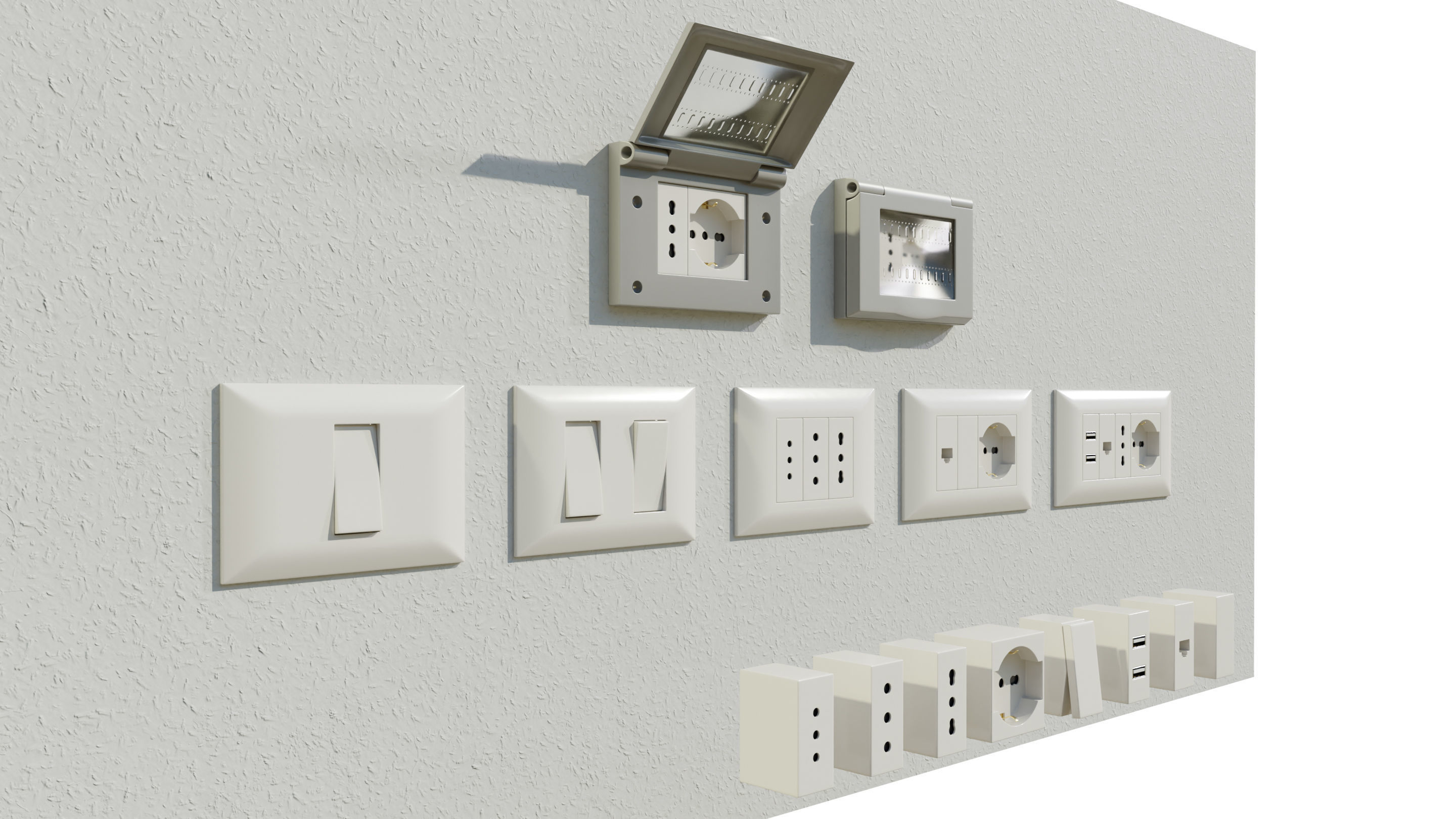 Italian Electrical Sockets Collection 3D model | CGTrader