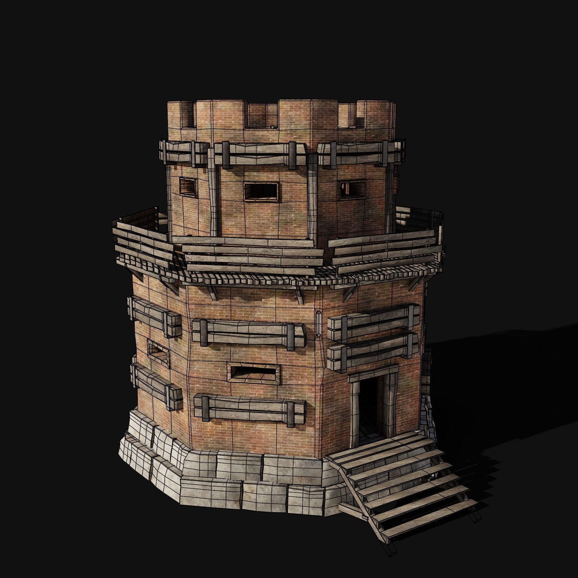 3D model CASTLE MEDIEVAL WATCH TOWER WALLS WALL BUILDER COLLECTION AAA VR / AR / low-poly | CGTrader