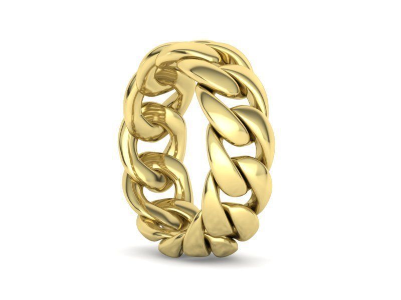 Cuban Link Chain Ring Heavy 9mm wide stackable Ring 3D model 3D ...