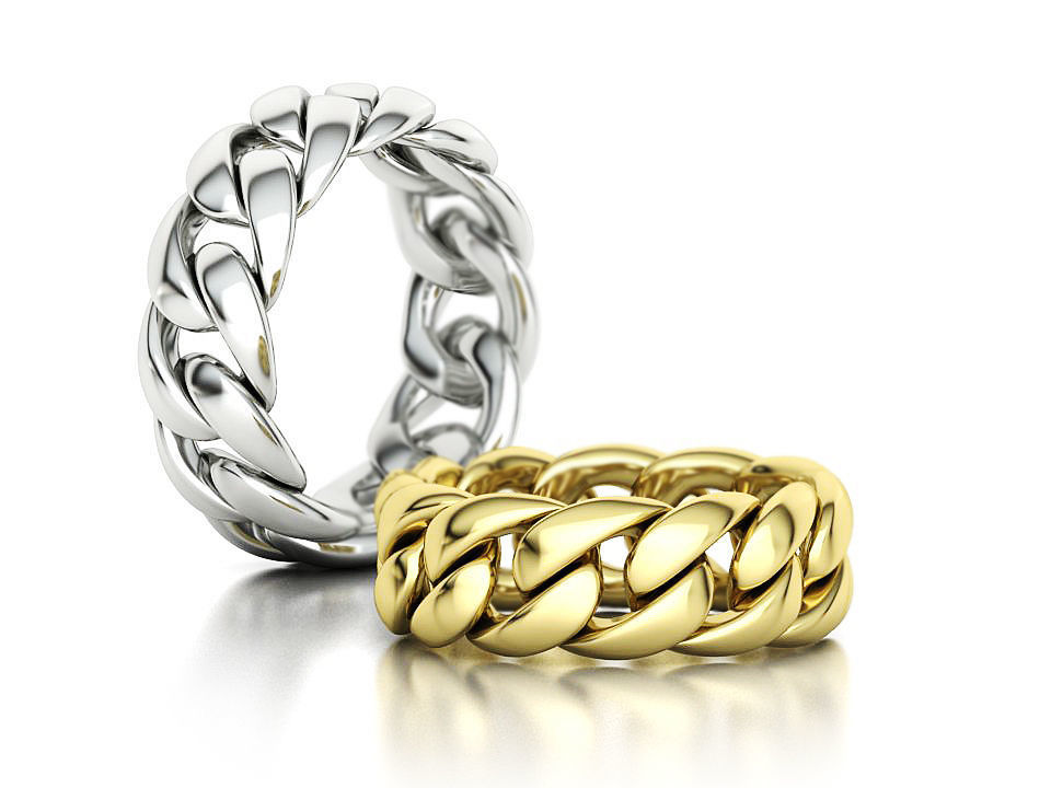 Cuban Link Chain Ring Heavy 9mm wide stackable Ring 3D model 3D ...