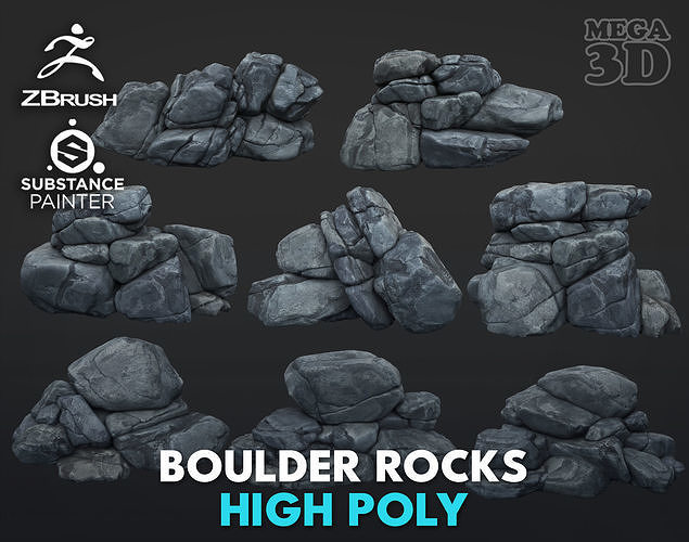 High poly Boulder Rock 230414 3D model | CGTrader