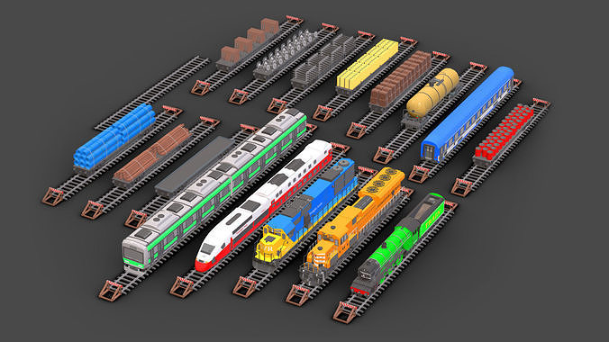3D model Train Pack VR / AR / low-poly | CGTrader