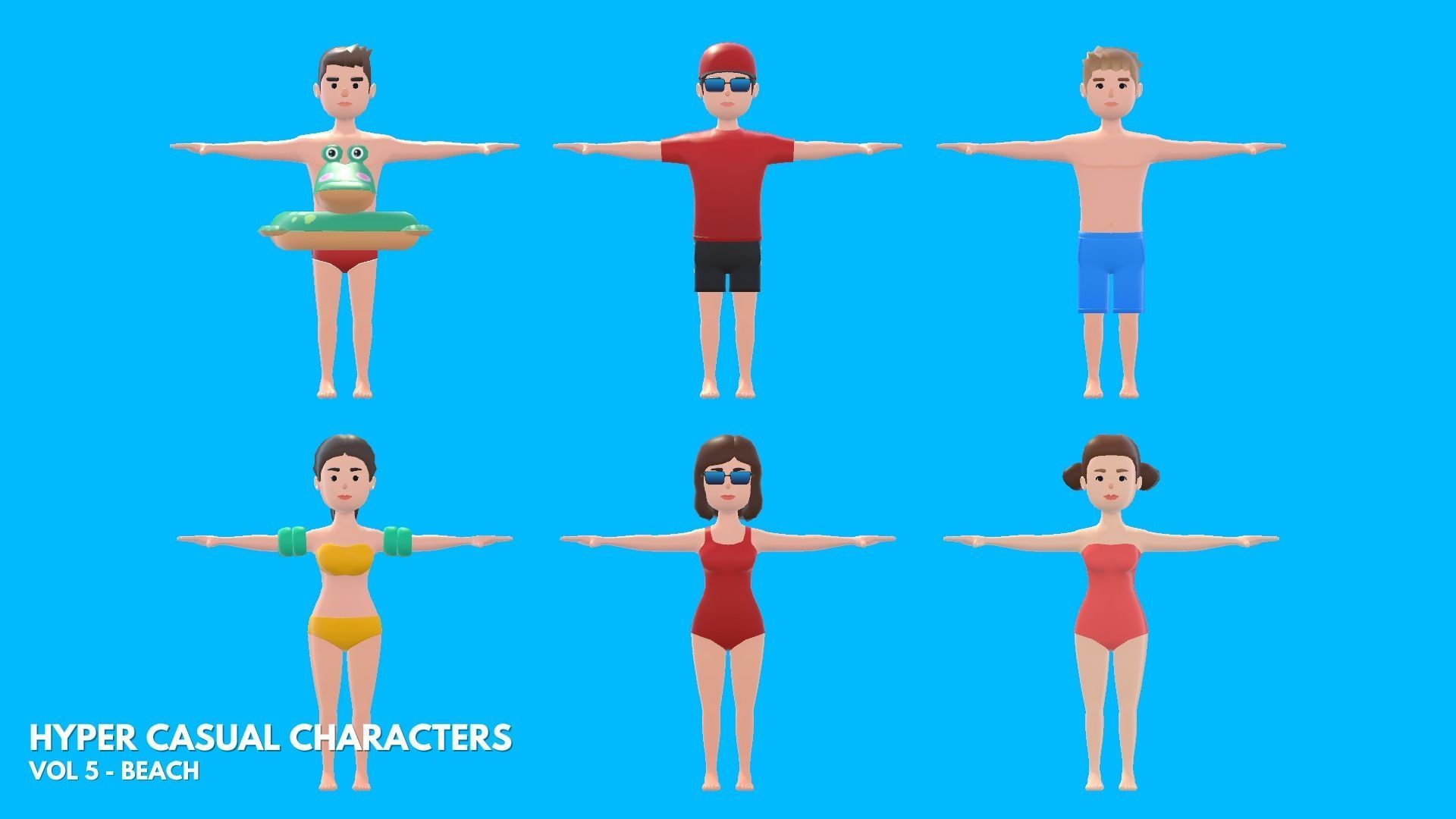 3D model HYPER CASUAL CHARACTERS VOL 5 - BEACH VR / AR / low-poly ...
