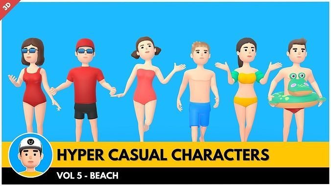 3D model HYPER CASUAL CHARACTERS VOL 5 - BEACH VR / AR / low-poly ...
