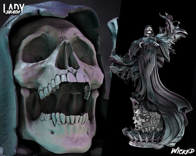 Wicked Marvel Lady Death Sculpture ready for 3d printing 3D model 3D ...