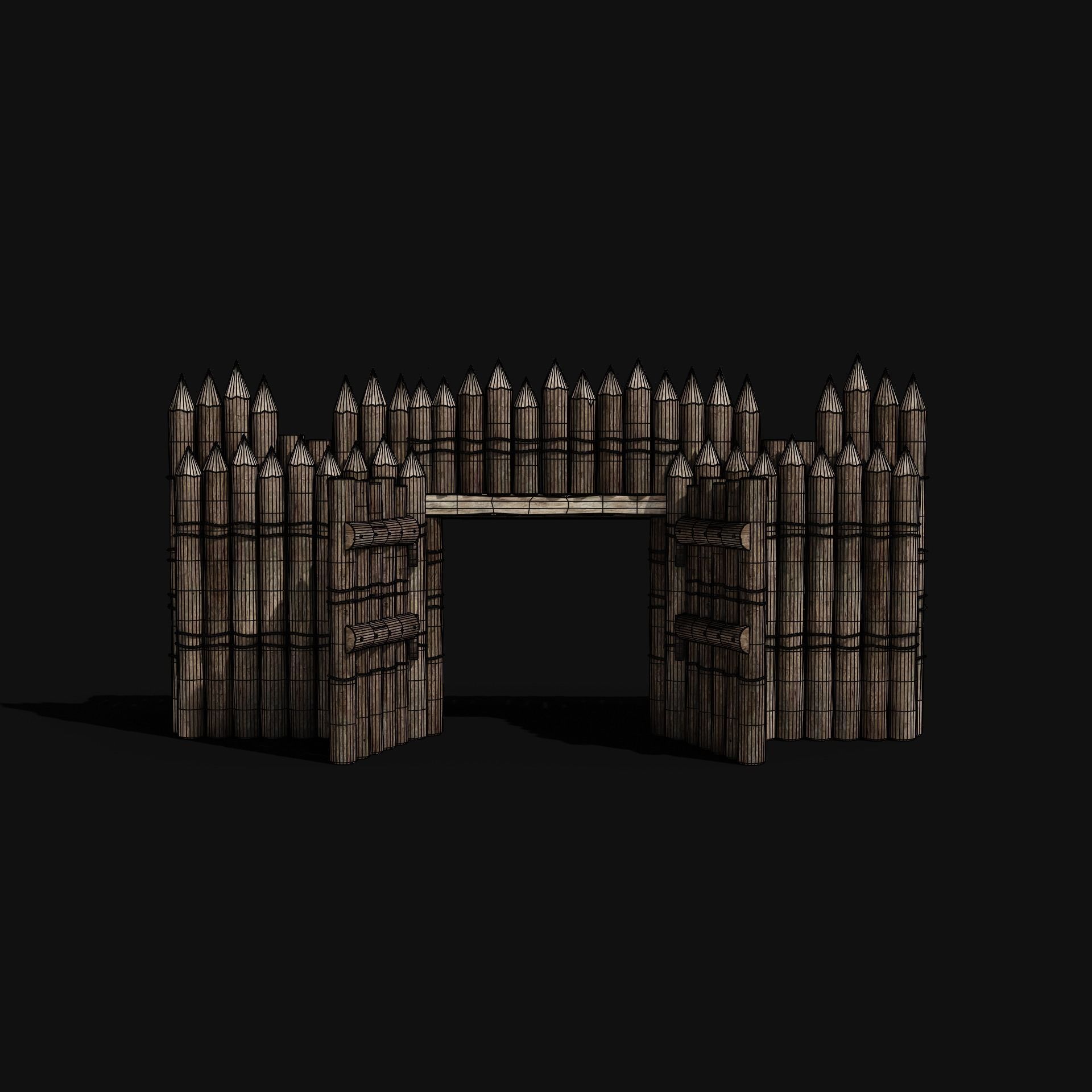 3D model WOODEN GATE DOOR PALISADE WALLS MEDIEVAL FANTASY COLLECTION VR ...
