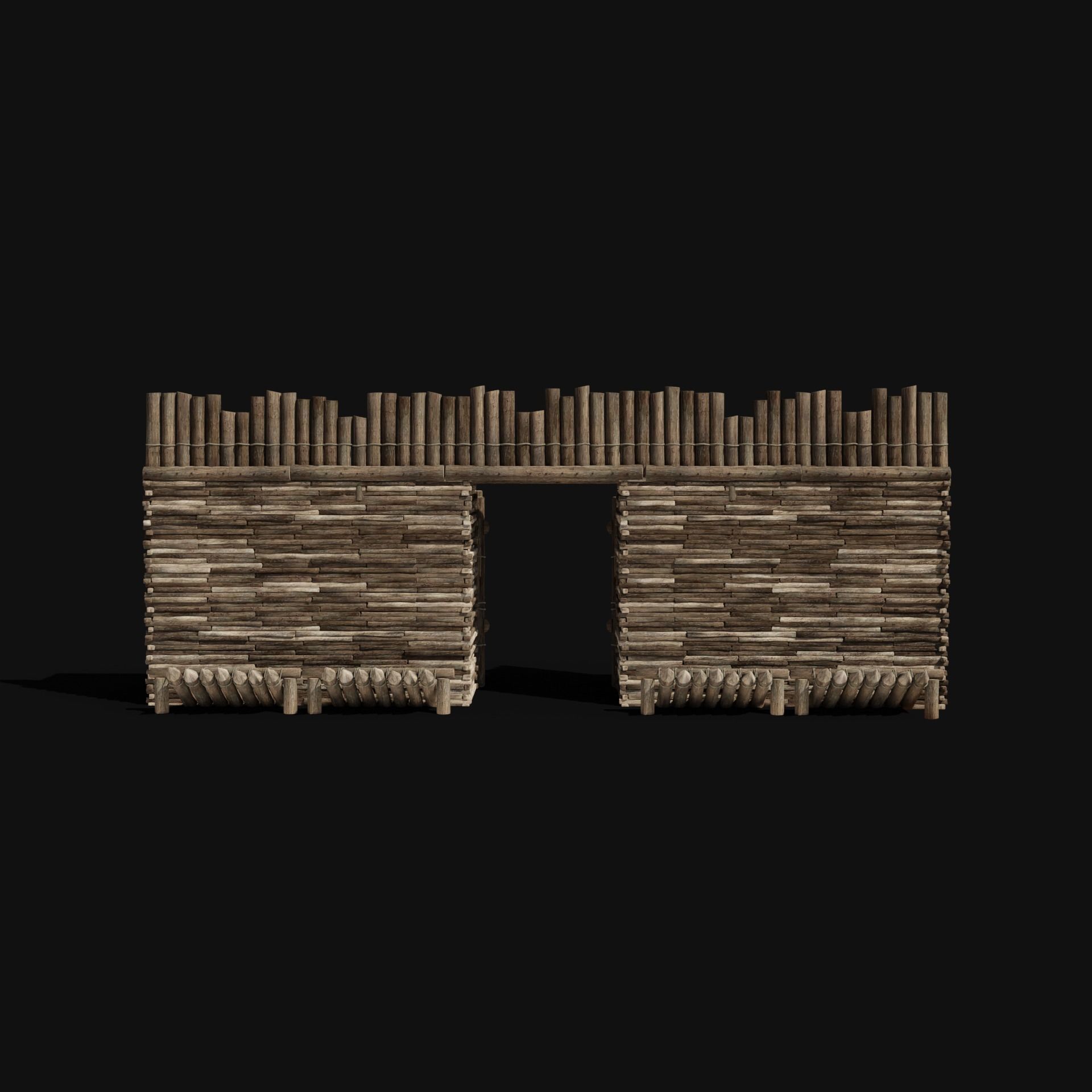 3D model WOODEN GATE DOOR PALISADE WALLS MEDIEVAL FANTASY COLLECTION VR ...