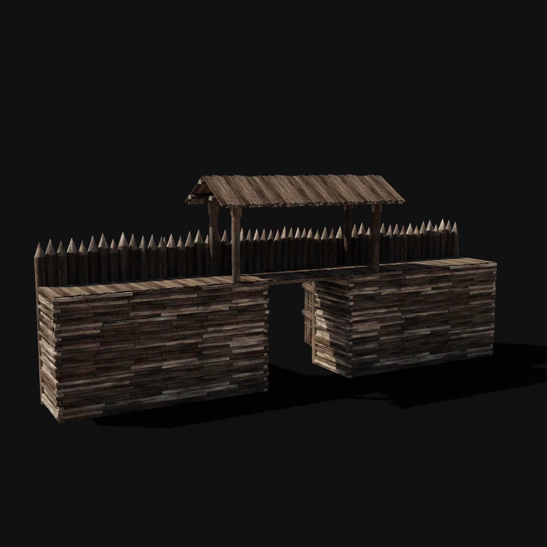 3D model WOODEN GATE DOOR PALISADE WALLS MEDIEVAL FANTASY COLLECTION VR ...