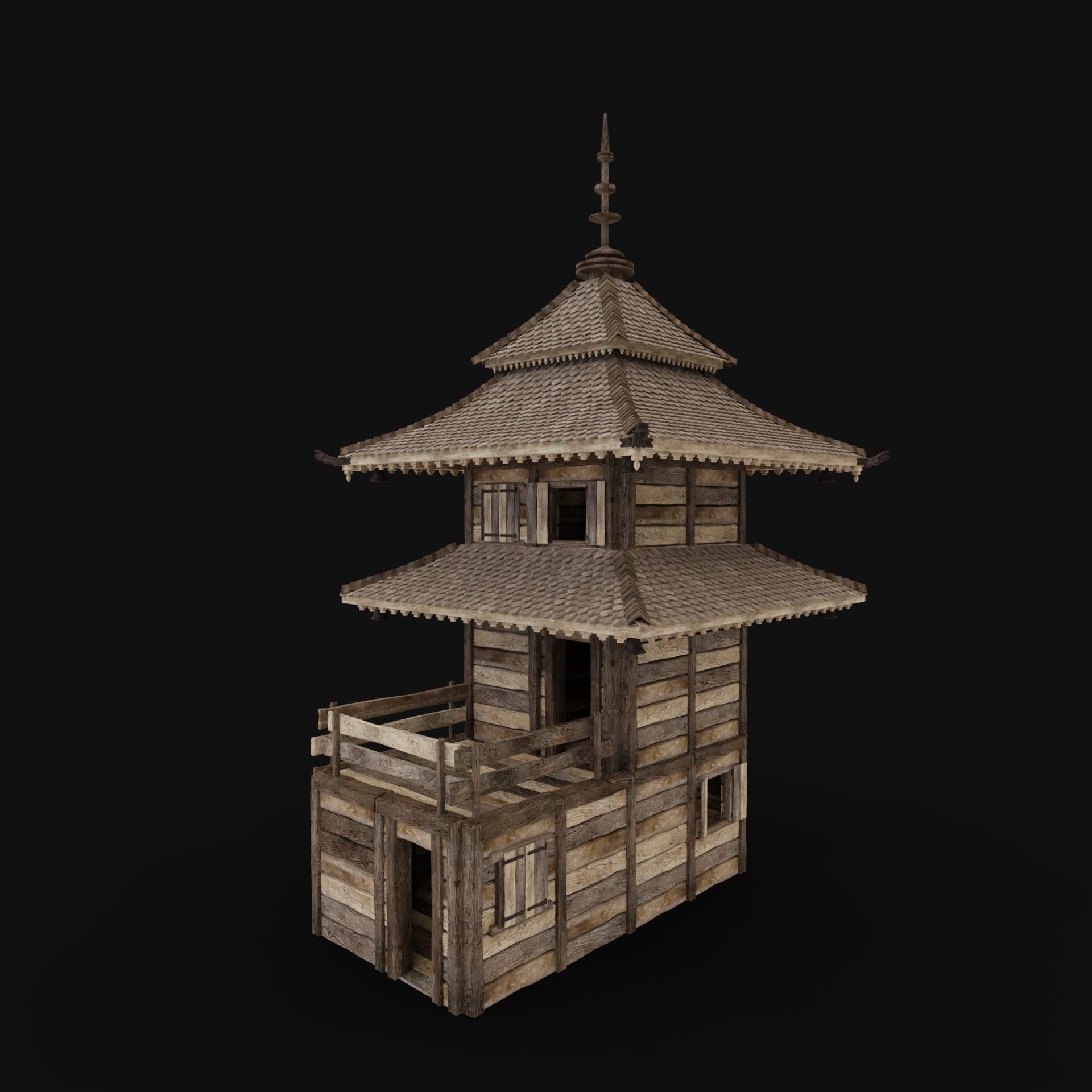3D model FEUDAL JAPAN CHINESE TOWER DOJO WATCHTOWER SAMURAI NINJA PACK ...