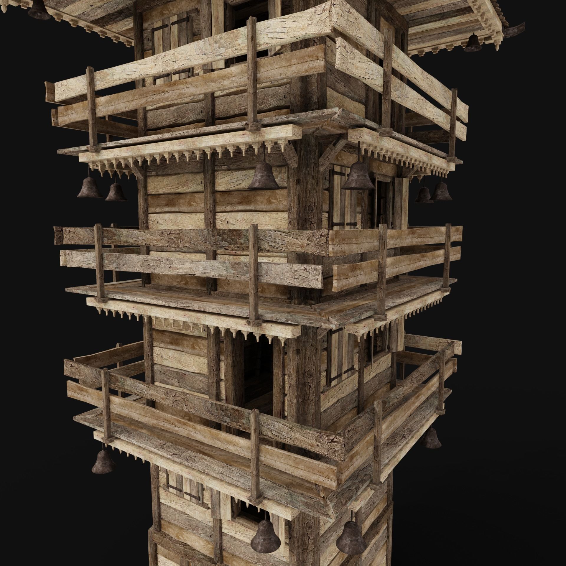 3D model FEUDAL JAPAN CHINESE TOWER DOJO WATCHTOWER SAMURAI NINJA PACK ...