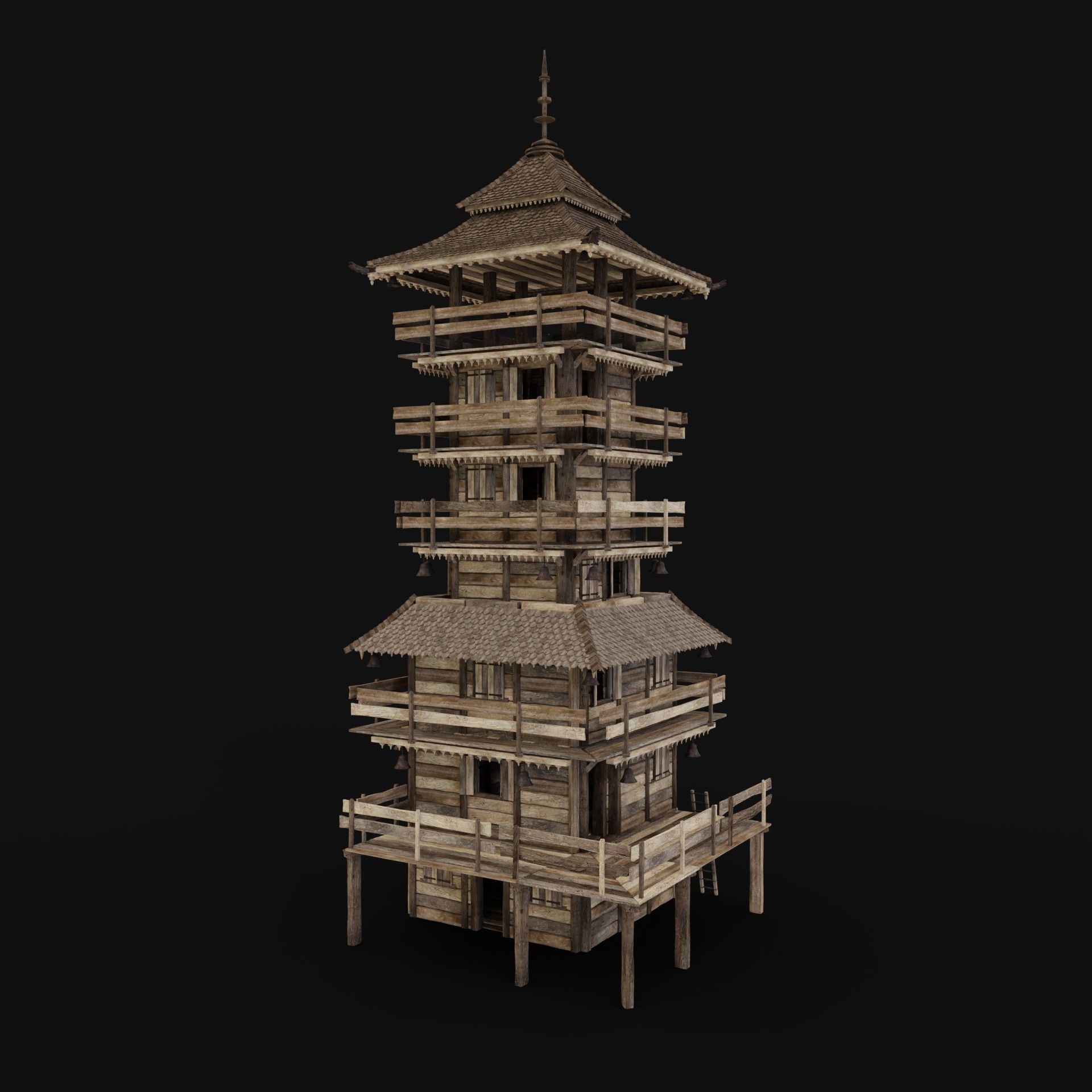 3D model FEUDAL JAPAN CHINESE TOWER DOJO WATCHTOWER SAMURAI NINJA PACK ...