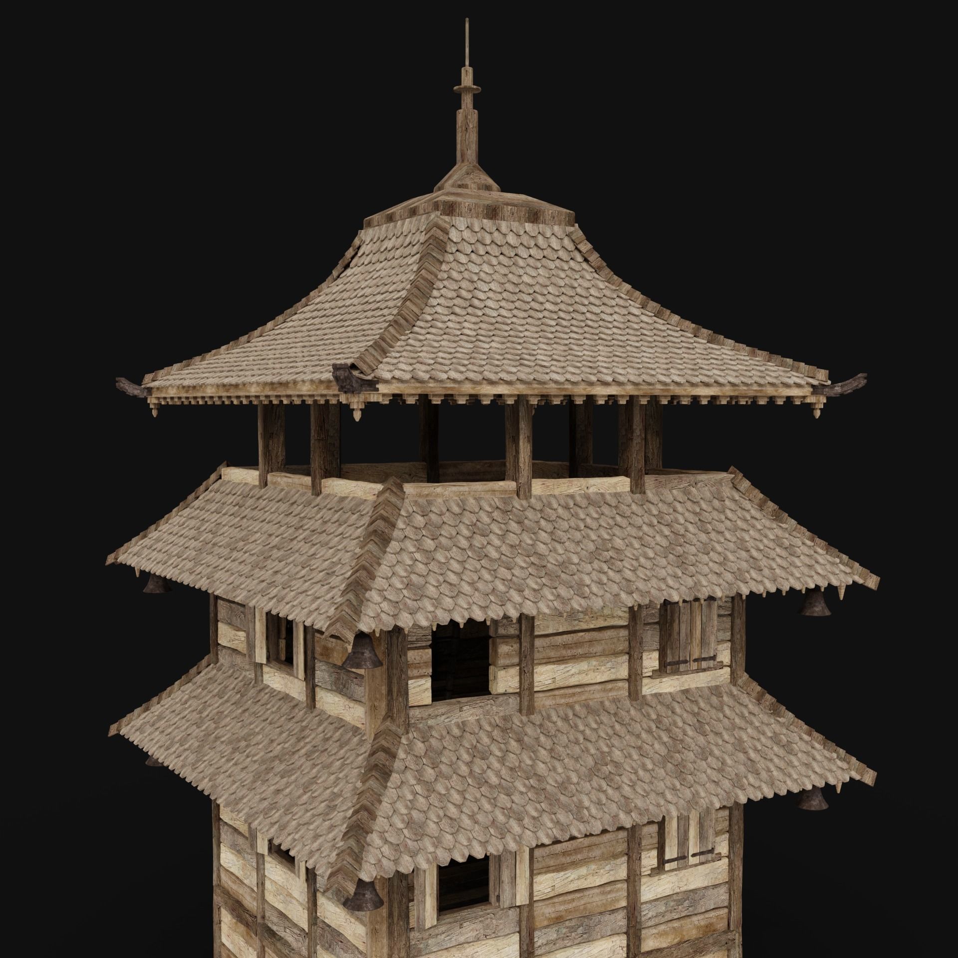 3D model FEUDAL JAPAN CHINESE TOWER DOJO WATCHTOWER SAMURAI NINJA PACK ...