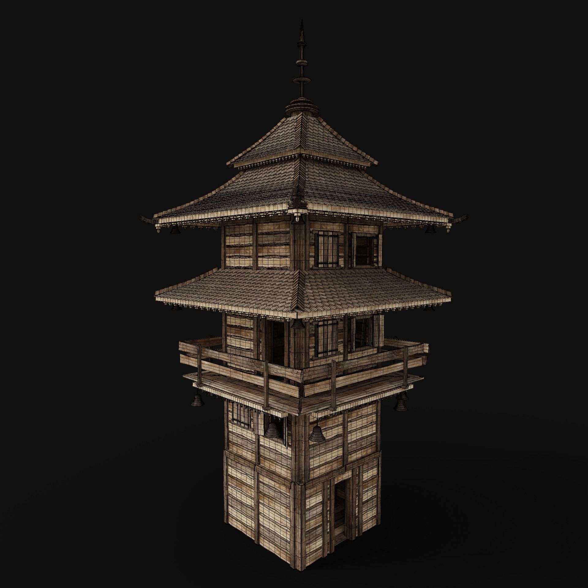 3D model FEUDAL JAPAN CHINESE TOWER DOJO WATCHTOWER SAMURAI NINJA PACK ...