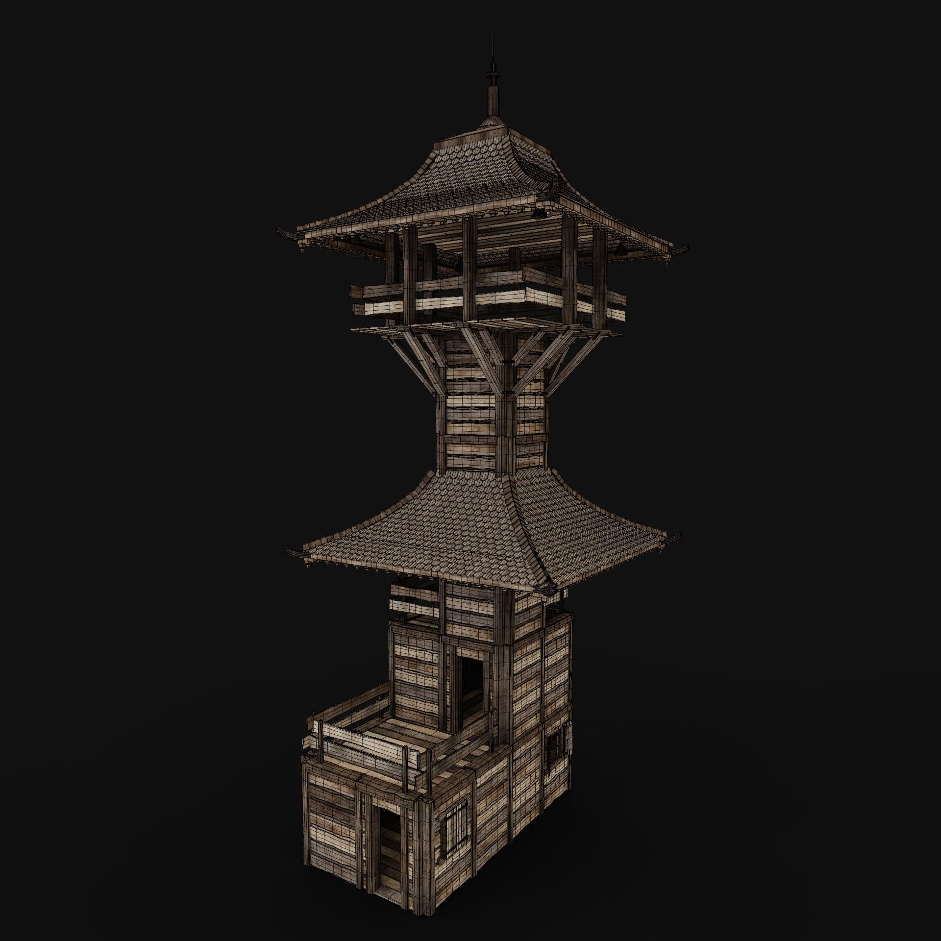 3D model FEUDAL JAPAN CHINESE TOWER DOJO WATCHTOWER SAMURAI NINJA PACK ...