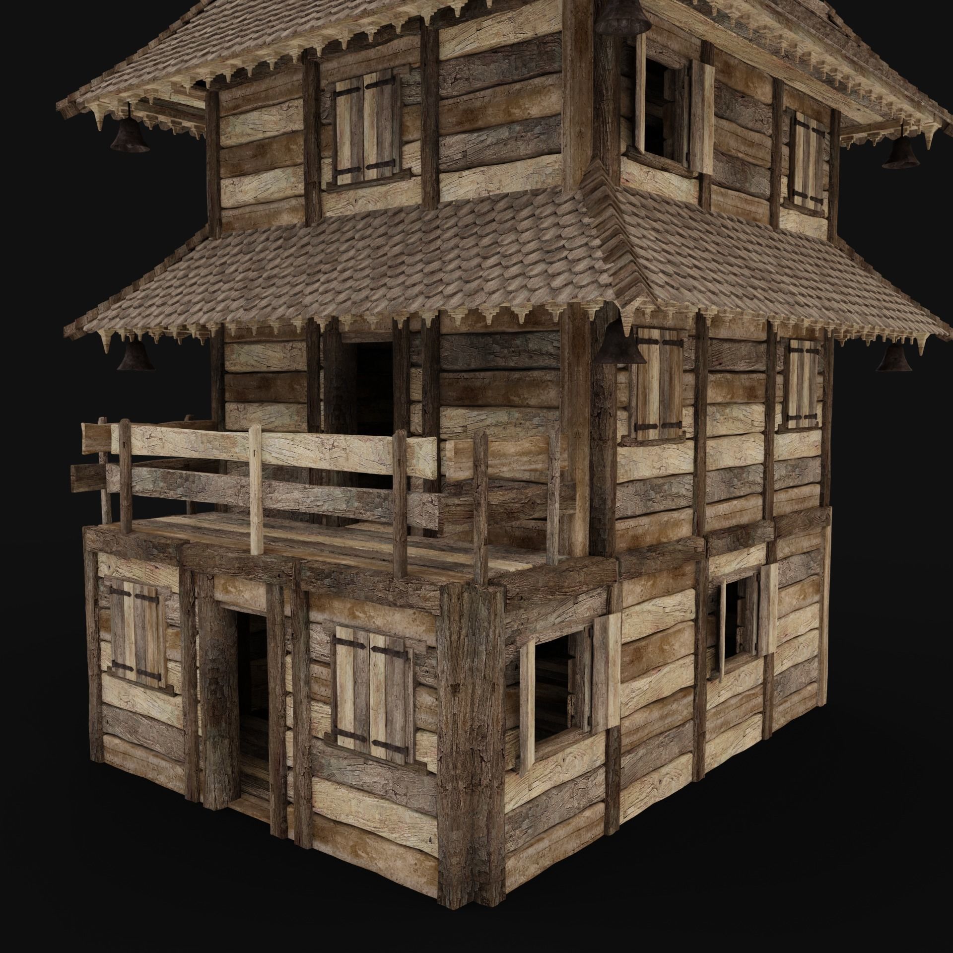 3D model FEUDAL JAPAN CHINESE TOWER DOJO WATCHTOWER SAMURAI NINJA PACK ...