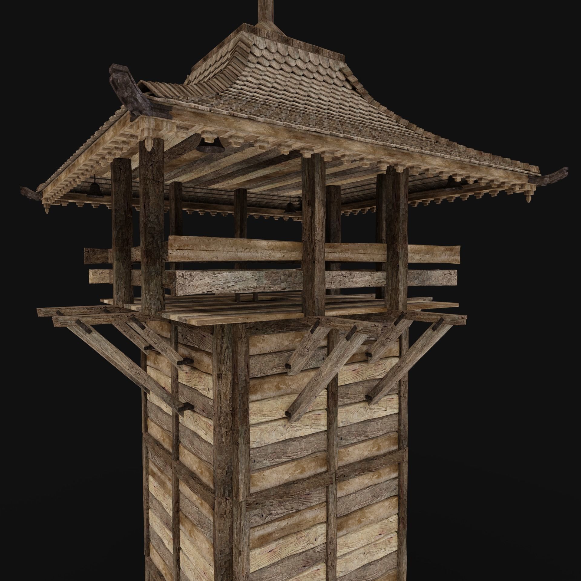 3D model FEUDAL JAPAN CHINESE TOWER DOJO WATCHTOWER SAMURAI NINJA PACK ...