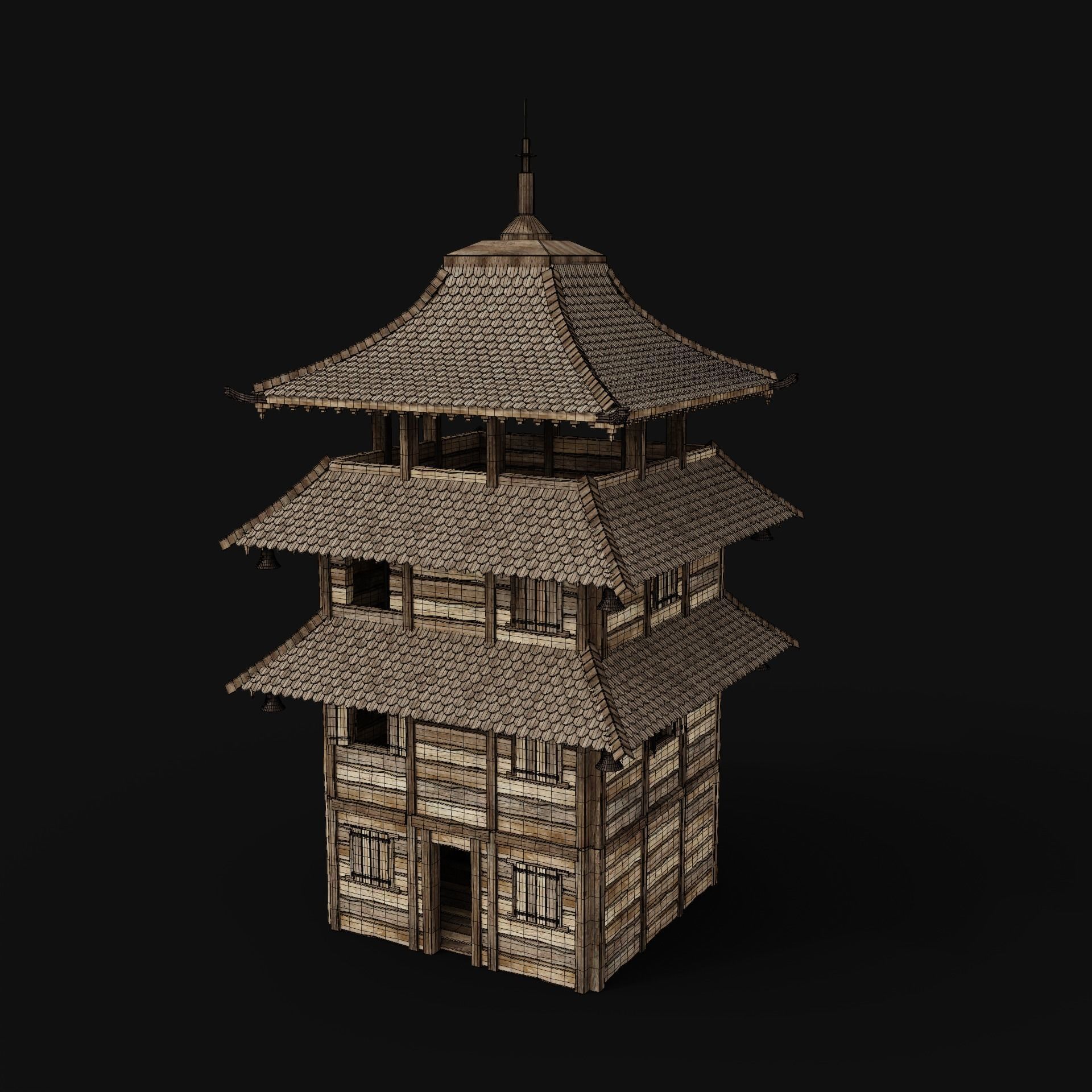 3D model FEUDAL JAPAN CHINESE TOWER DOJO WATCHTOWER SAMURAI NINJA PACK ...