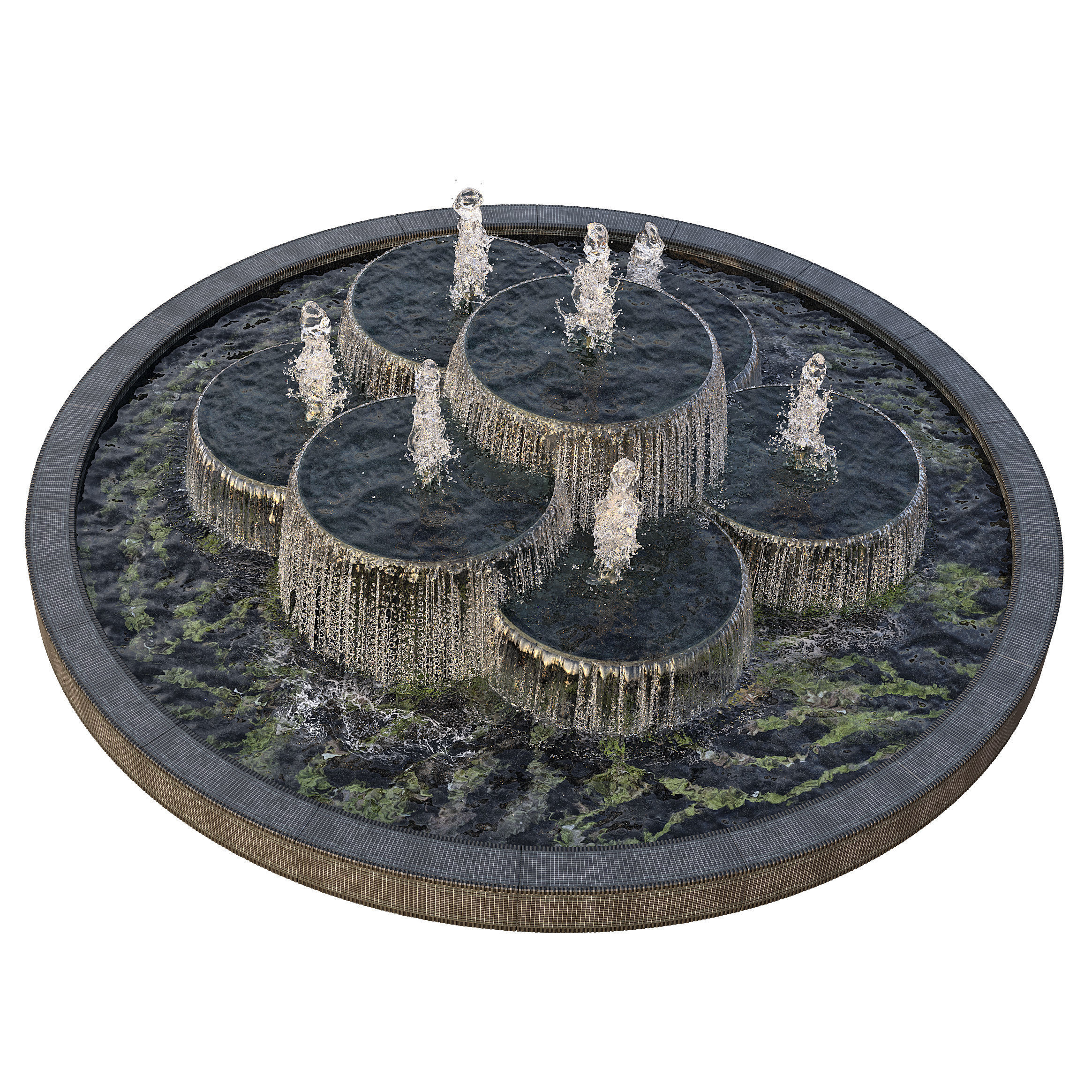 Circular Pond with Fountains 3D model | CGTrader