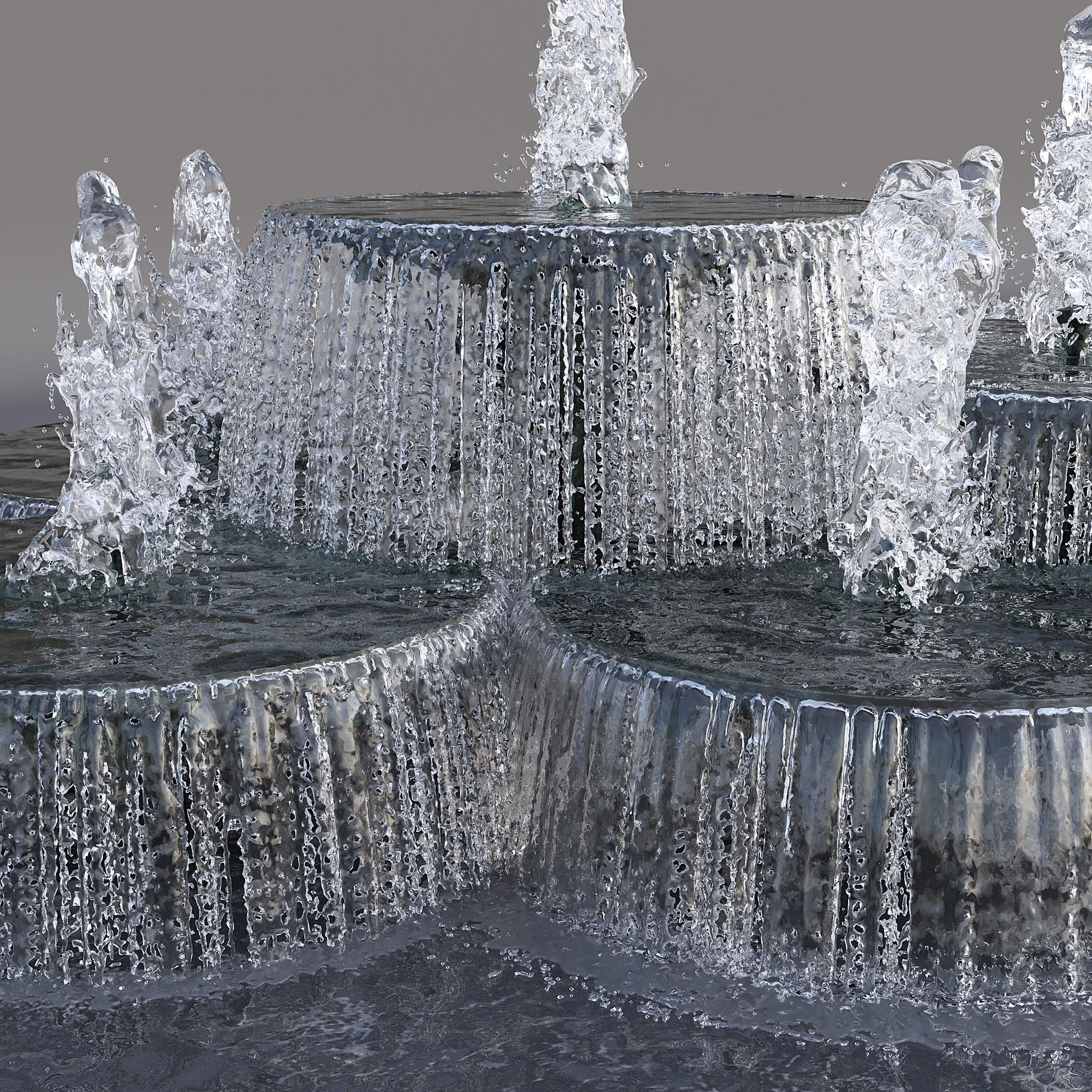 Circular Pond with Fountains 3D model | CGTrader