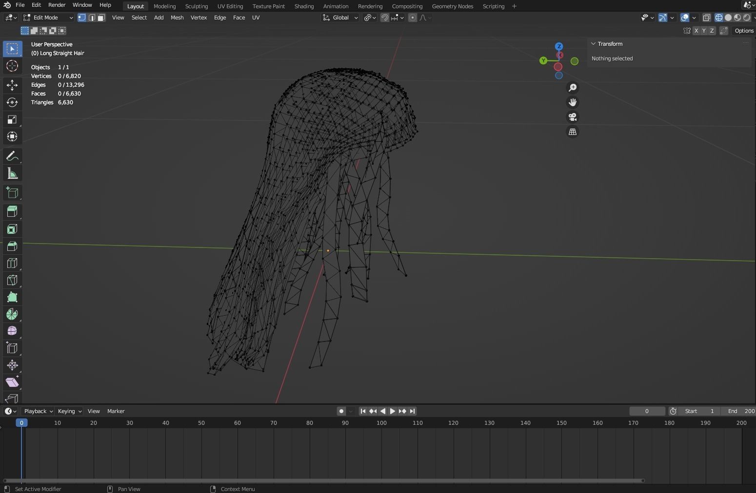 3D model Very Low Poly Realistic Straight Hair VR / AR / low-poly ...