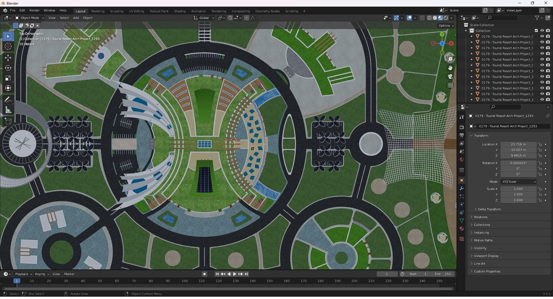 0179 - Tourist Resort Architecture 3D Project - 2D Drawing 3D model ...