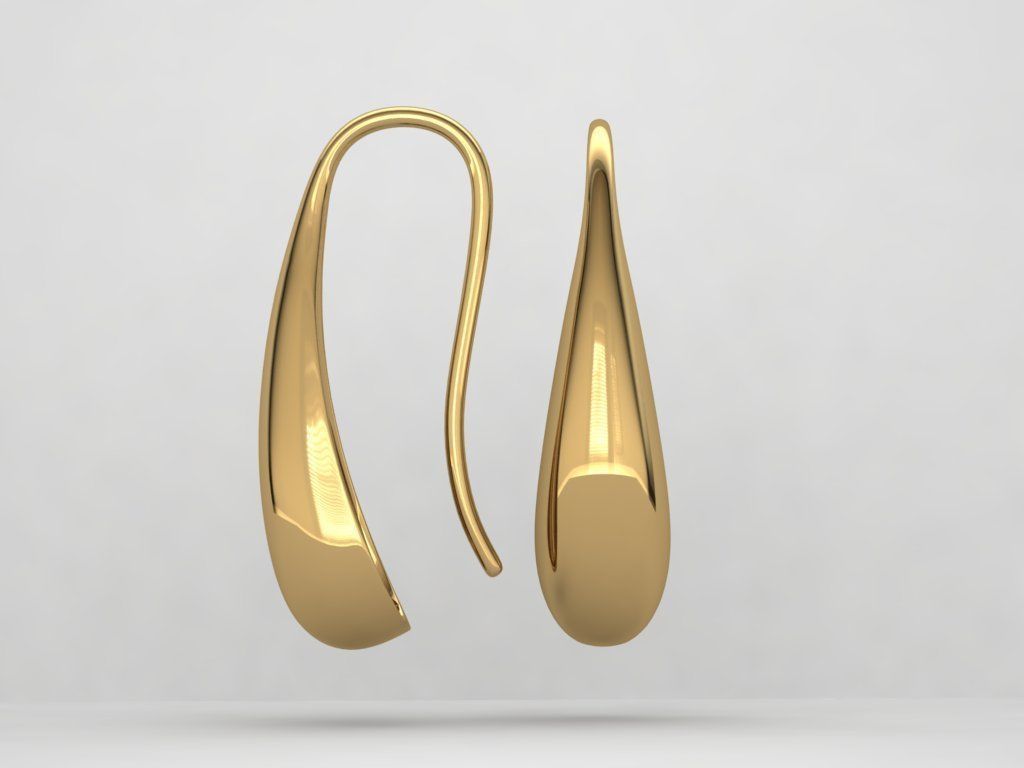 Long Solid Huggie Earrings E 0012 3D model 3D printable | CGTrader