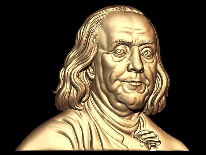 Benjamin Franklin bust bas relief sc06 3D model 3D printable | CGTrader