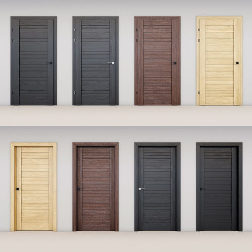 Doors modern set of 4 3D model | CGTrader