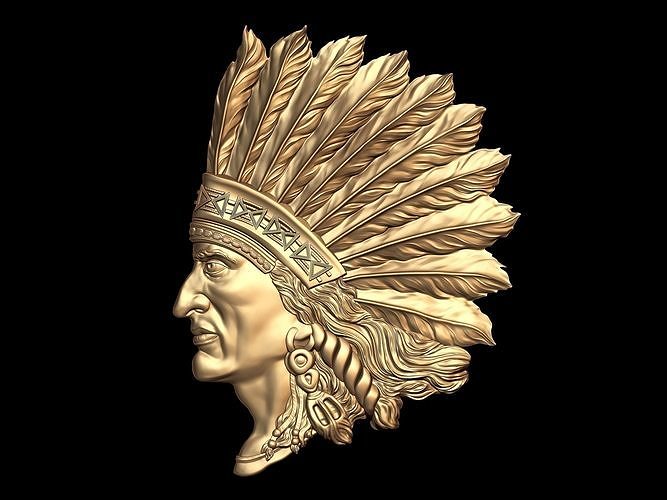 Indigenous man face bas relief 3D model 3D printable | CGTrader
