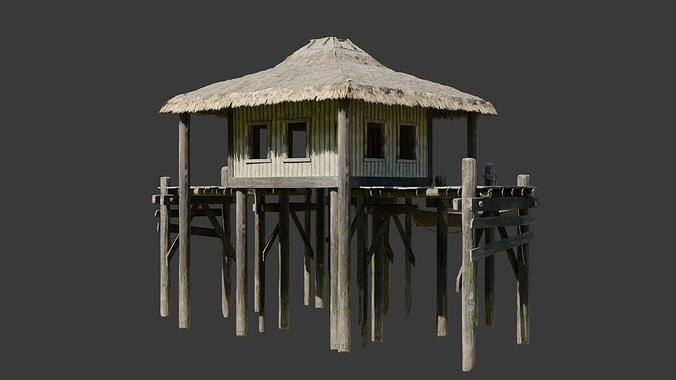 3D model Wooden Bungalow VR / AR / low-poly | CGTrader