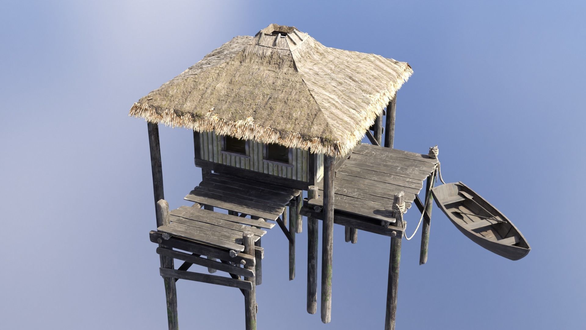 3D model Wooden Bungalow VR / AR / low-poly | CGTrader