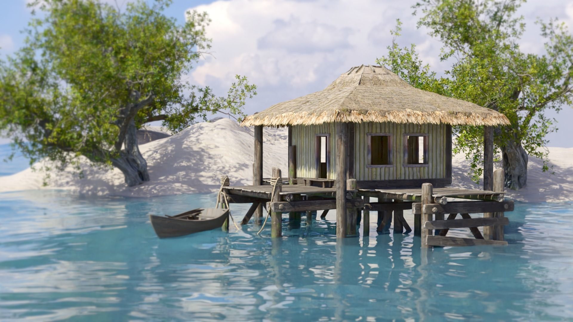 3D model Wooden Bungalow VR / AR / low-poly | CGTrader