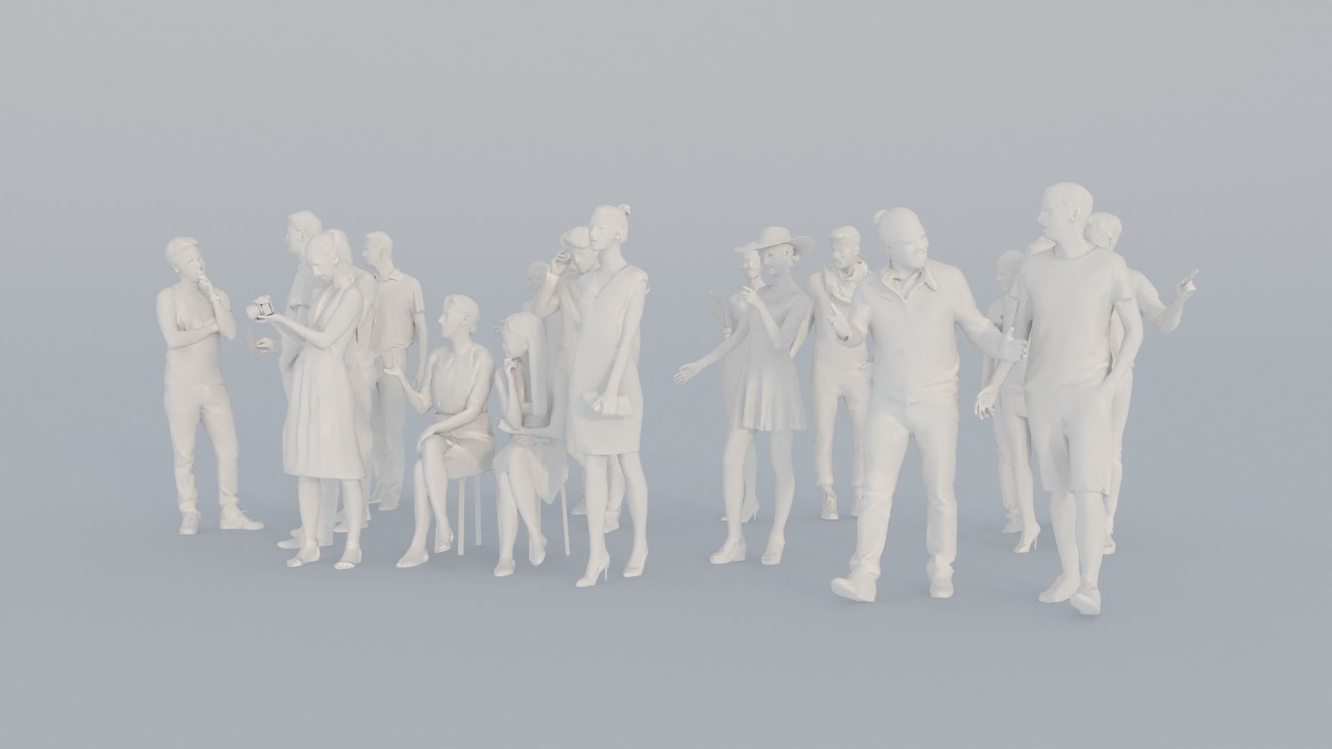 04 CROWDS CASU1 CASU2 SITTING PEOPLE SCANS MAN WOMAN 3D model 3D ...