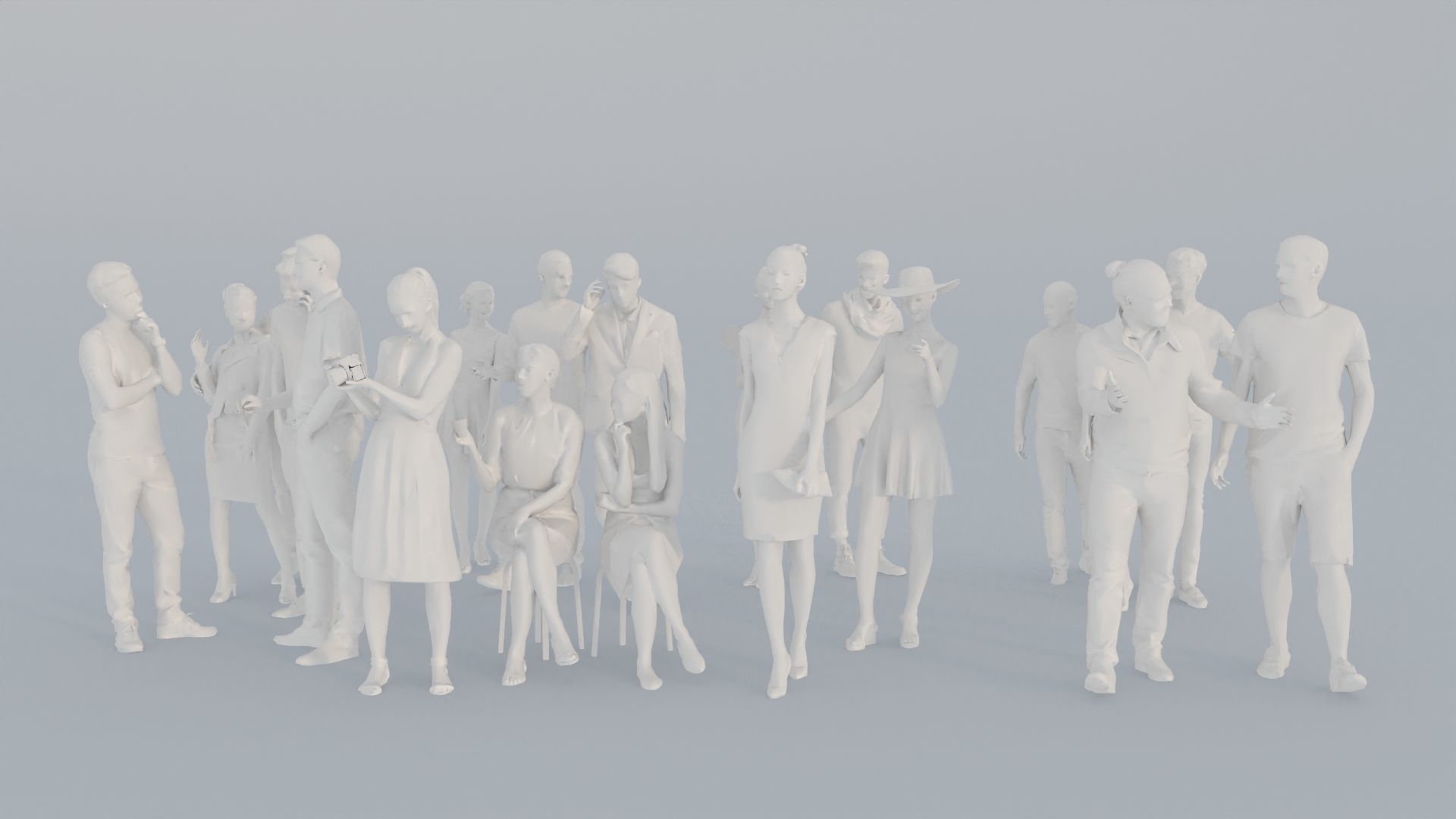 04 CROWDS CASU1 CASU2 SITTING PEOPLE SCANS MAN WOMAN 3D model 3D ...