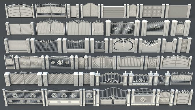 Gates-Fences-Doors Collection - 45 pieces 3D model | CGTrader
