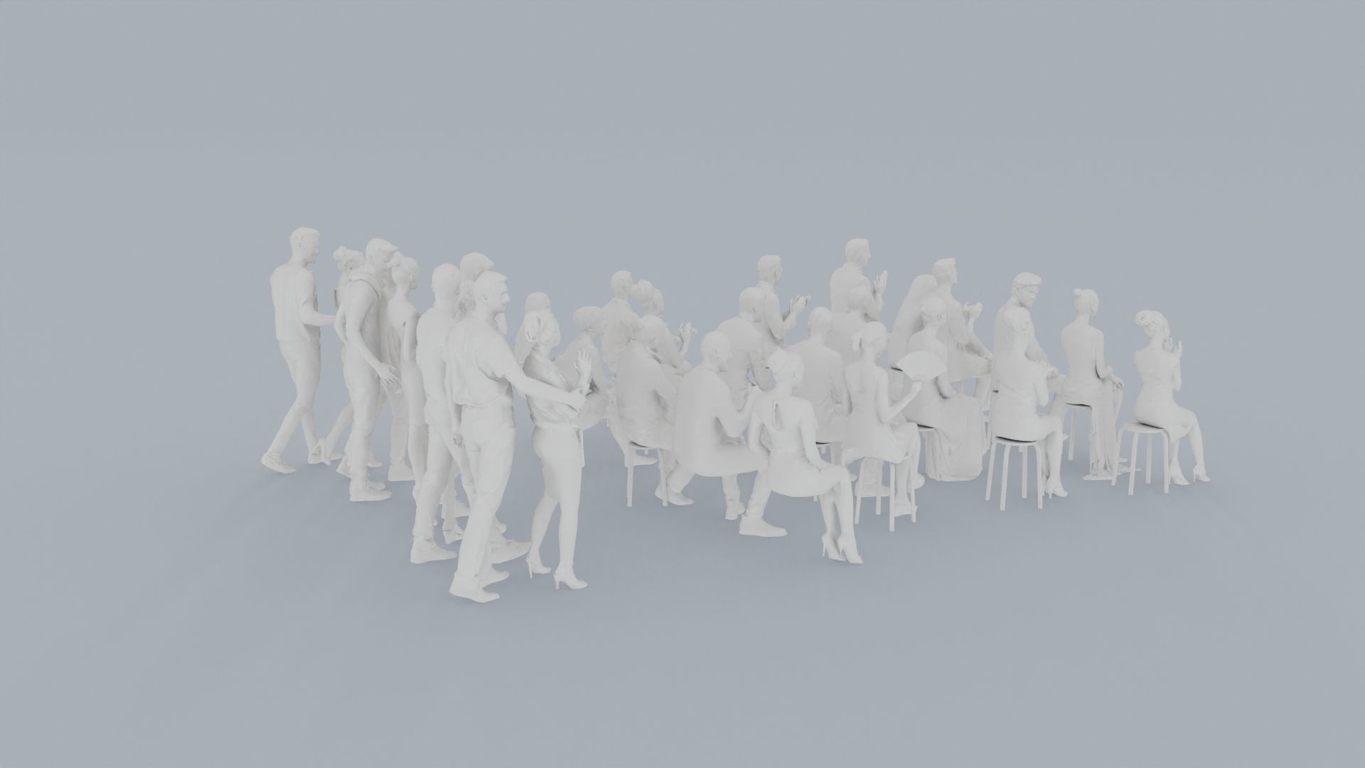 21 LP THIRTIES ELEGANT SITTING CASUAL CROWDS MAN SITTING WOMAN 3D model ...