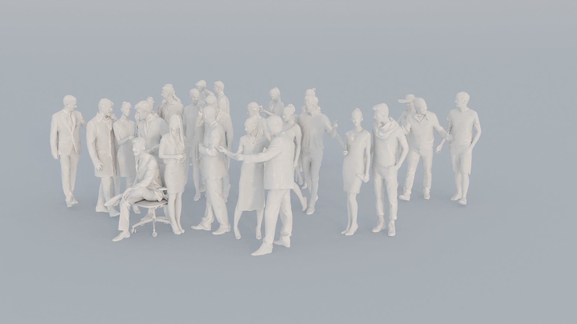 10 LP THIRTIES BUSINESS CASUAL CROWDS MAN SITTING WOMAN 3D model 3D ...