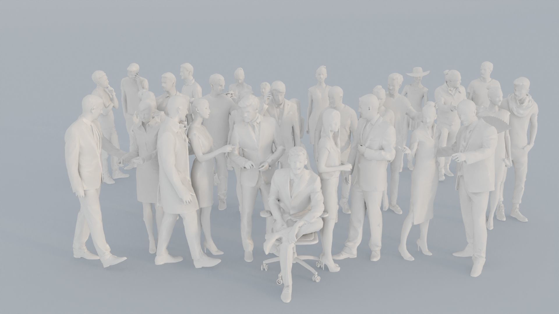 10 LP THIRTIES BUSINESS CASUAL CROWDS MAN SITTING WOMAN 3D model 3D ...