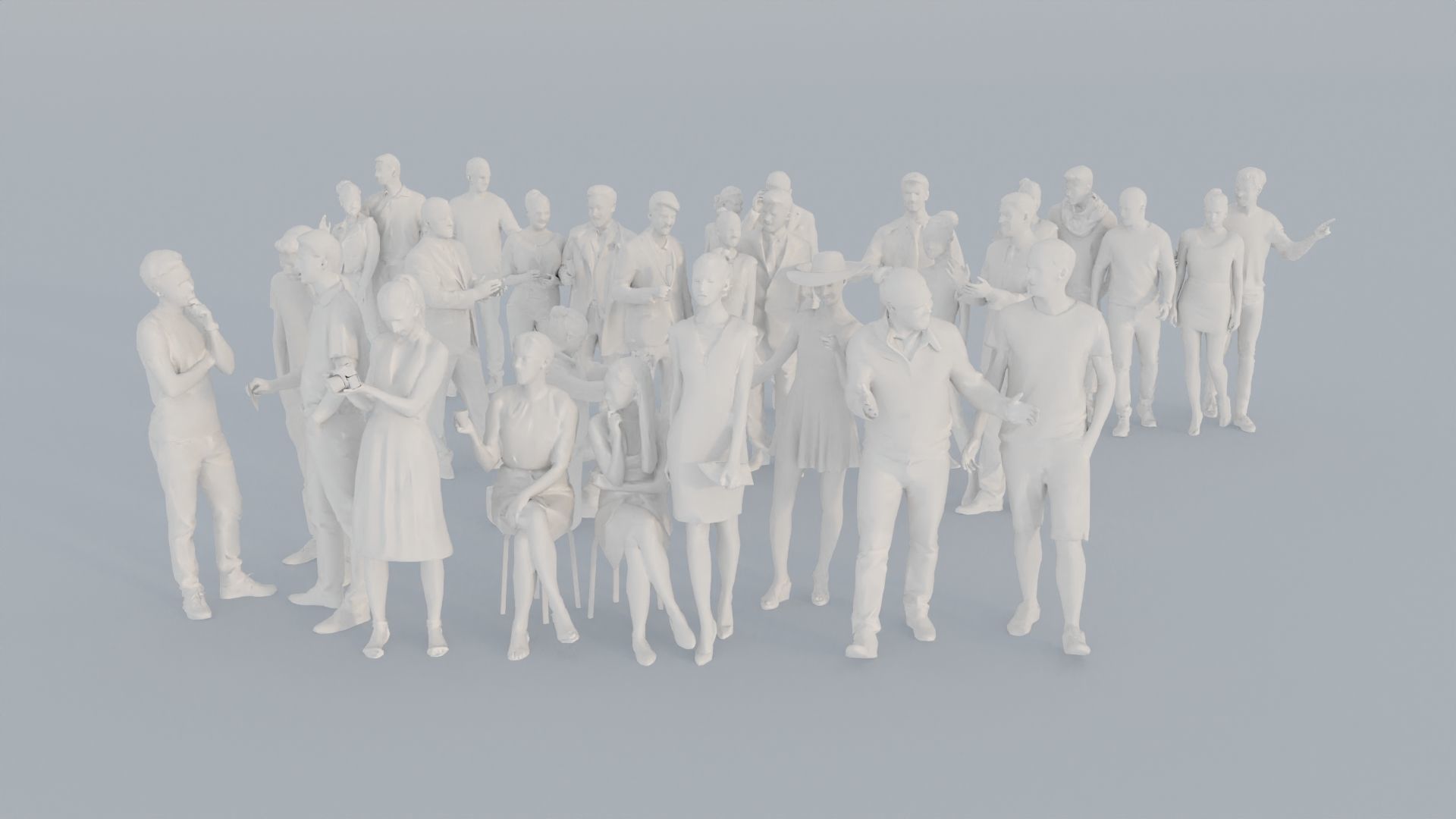 07 LP THIRTIES ELEGANT CASUAL CROWDS MAN SITTING WOMAN 3D model 3D ...